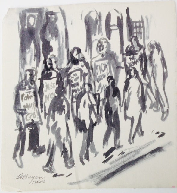 [Protest drawing no. 5: Marching protesters, The Bronx, NYC] | Penn ...